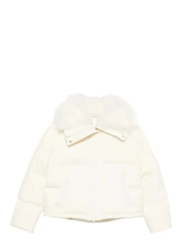 YVES SALOMON Fur-trim Puffer Jacket - Cream