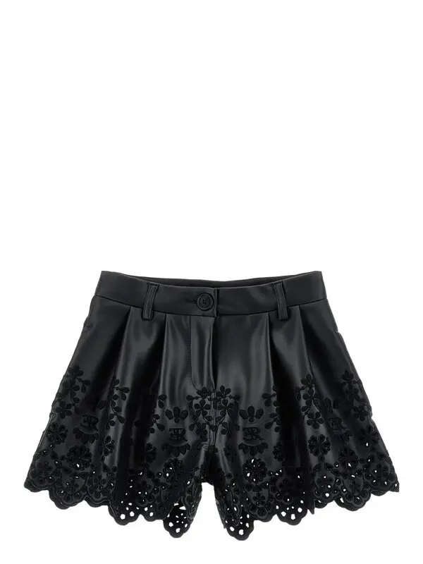Ermanno Scervino Broderie-anglaise Scalloped-hem Shorts - Black