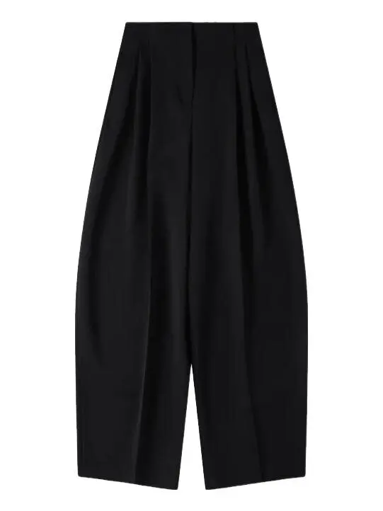 MUGLER Pleated Wide-leg Trousers - Black