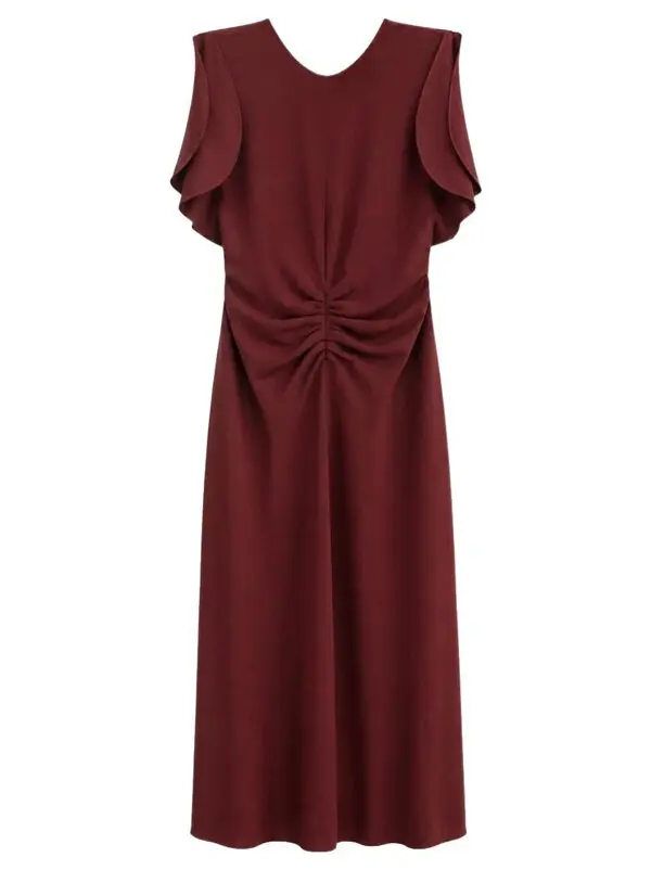 Victoria Beckham Bela Gathered Midi Dress - Burgundy