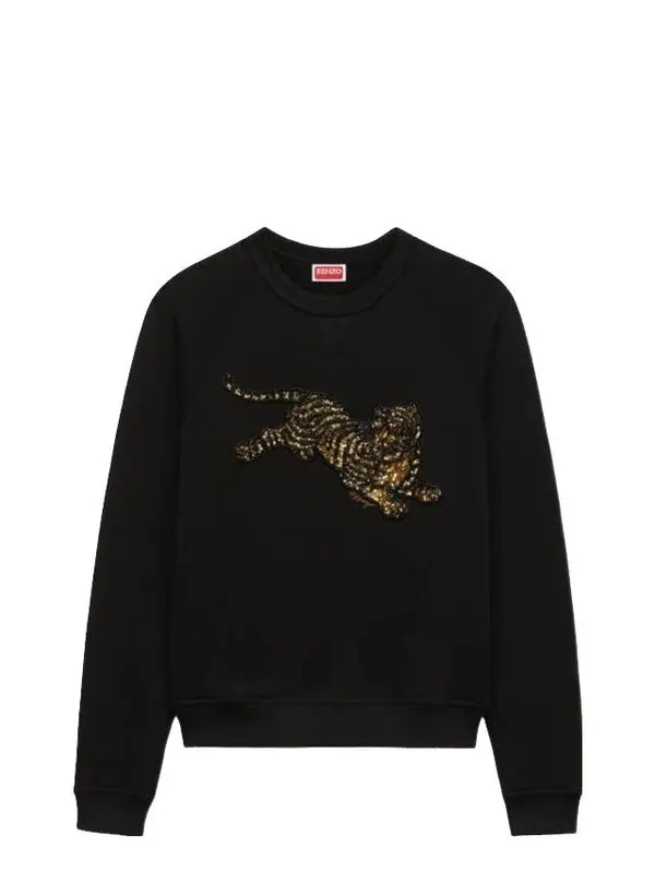 Kenzo Jumping Tiger Embellished Sweatshirt - Black