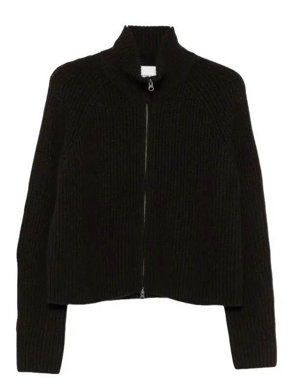 LISA YANG Long Sleeve Zip-up Cardigan - Brown