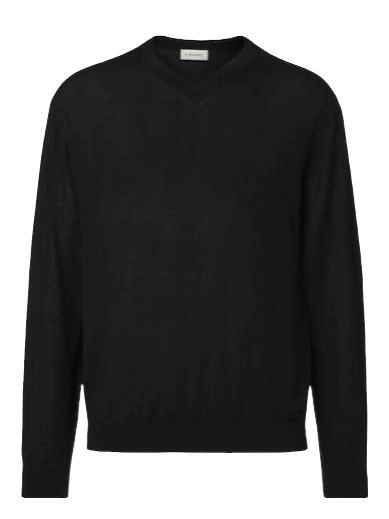 FRAME Cashmere And Wool V-neck Sweater - Black