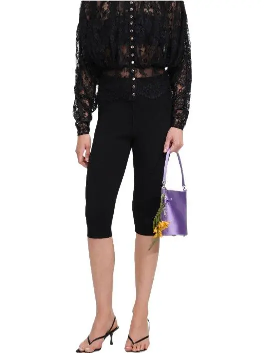 SELF-PORTRAIT Capri Knit Leggings - Black