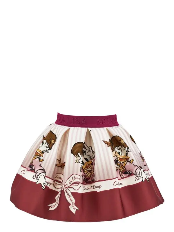 Monnalisa Graphic-print Box-pleat Skirt - Red/white