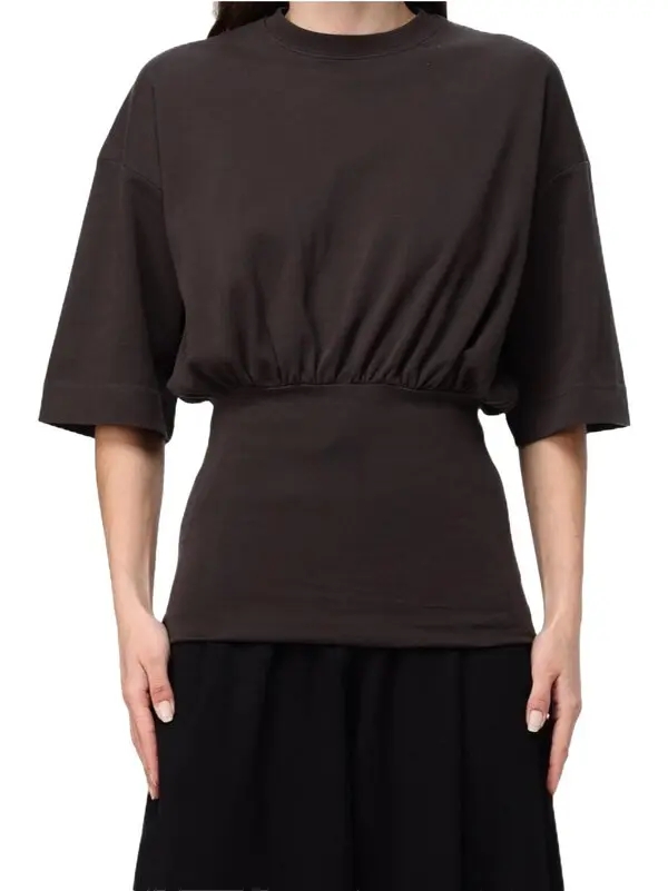 DARKPARK Pleated Waist Short-sleeved T-shirt - Brown