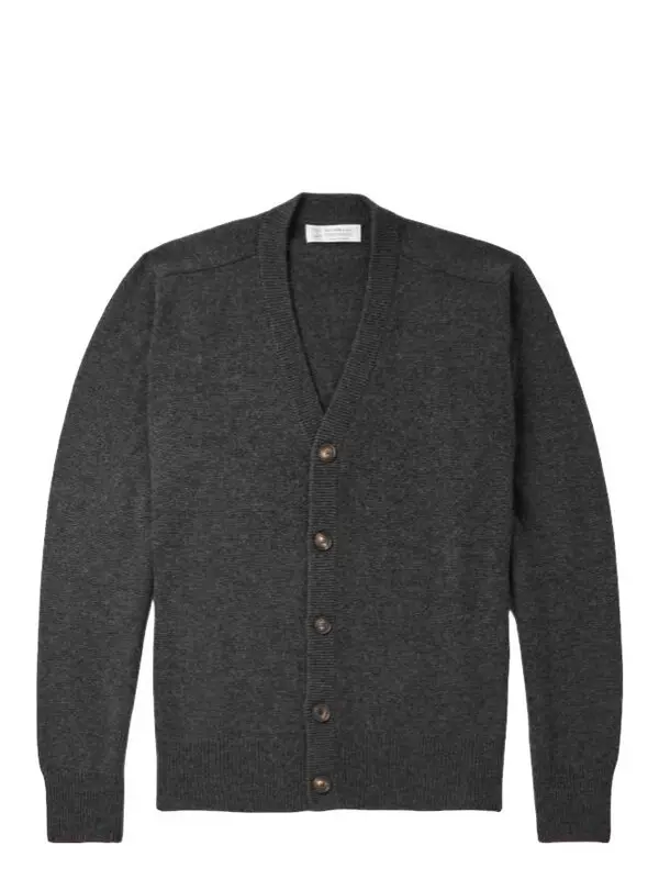 Brunello Cucinelli Long-sleeved V-neck Cardigan - Carboneamaranto