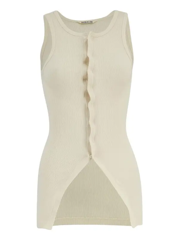 Auralee Ribbed Knit Tank Top - Ivory