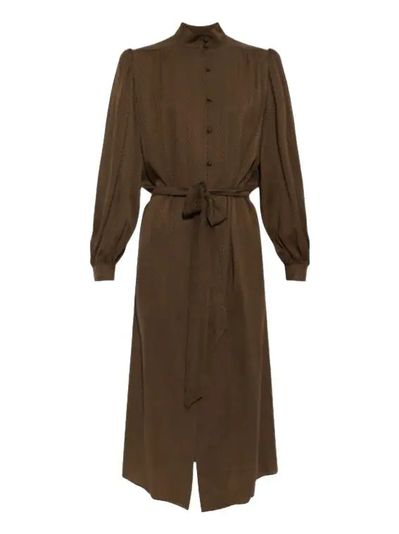 Valentino Garavani Long-sleeved Belted Dress - Brown