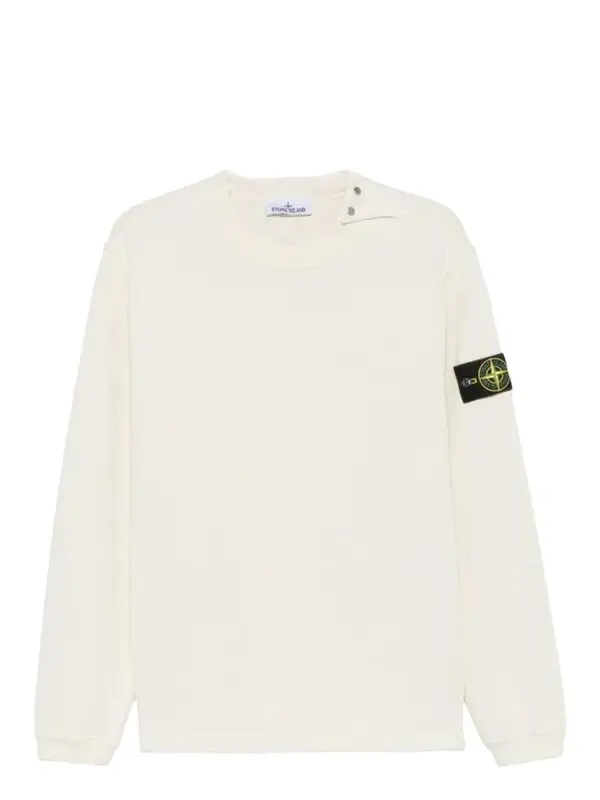 Stone Island Logo Patch Long Sleeve Sweater - Ivory