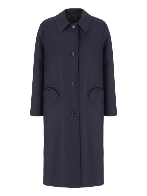 BLAZÉ MILANO Virgin Wool Smiley Pocket Coat - Blue