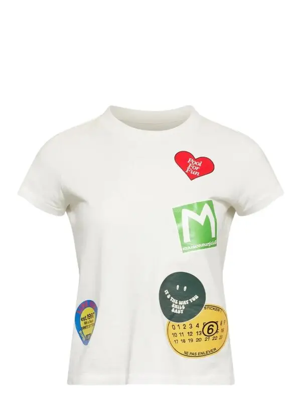 MAISON MARGIELA Sticker-print Cotton T-shirt - White