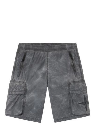 Stone Island Loose-wide-leg-fit Bermuda Shorts With Iridescent Effect - Black