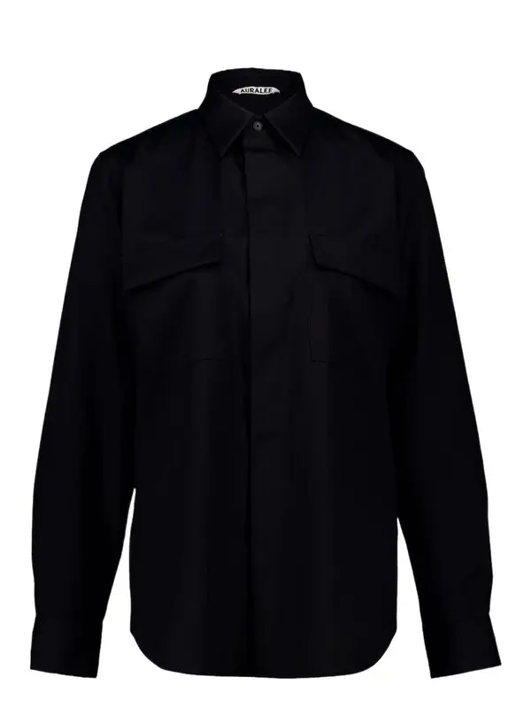 Auralee Flap-pocket Wool Shirt - Black
