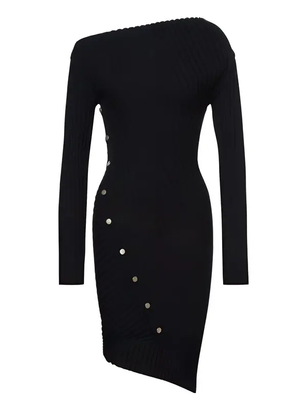 Philosophy Di Lorenzo Serafini Asymmetric Ribbed Minidress - Black