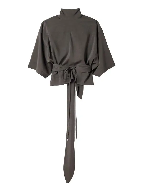 Jacquemus Tie-front Top With Openwork Back Detail - Grey