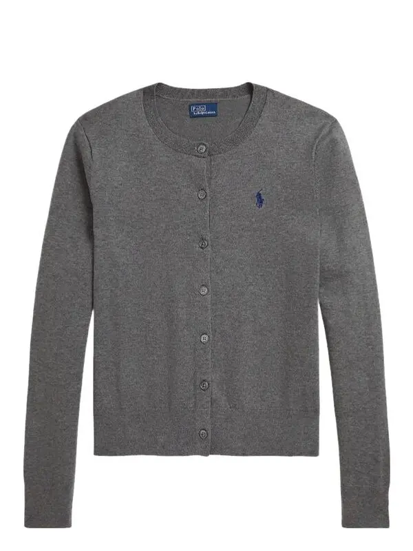 Polo Ralph Lauren Embroidered Button-front Cardigan - Grey