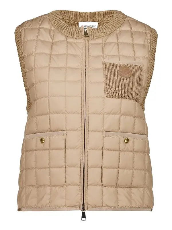 Moncler Quilted Sleeveless Down Vest - Sand Beige