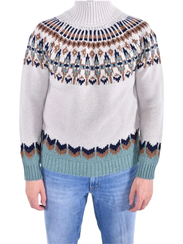 DONDUP Geometric Print High Neck Sweater - Blue