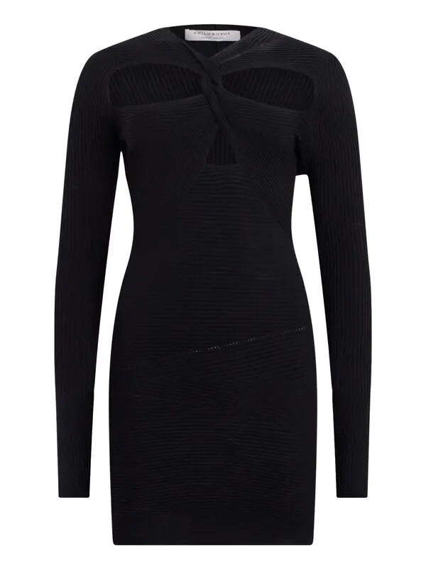 Philosophy Di Lorenzo Serafini Cut-out Ribbed Minidress - Black