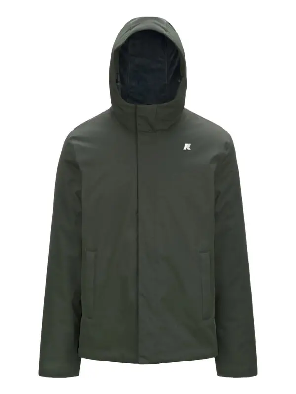 K-WAY Logo Hooded Waterproof Jacket - Black