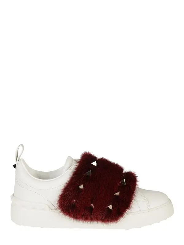 Valentino Garavani Fur Trimmed Sneakers - White
