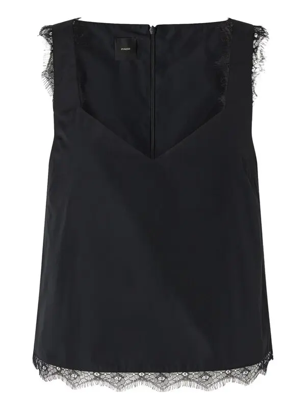 Pinko Lace-trimmed Sleeveless Top - Black