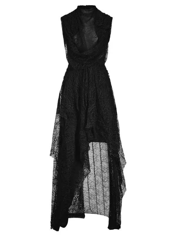 Alexander McQueen Asymmetric Sleeveless Midi Dress - Black