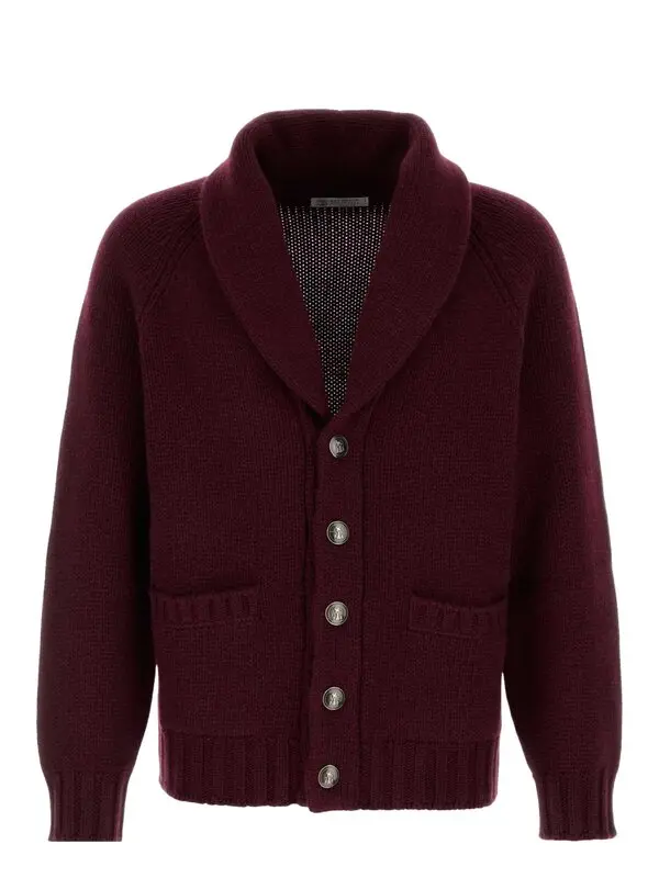 Brunello Cucinelli Shawl Collar Cardigan - Wine Red