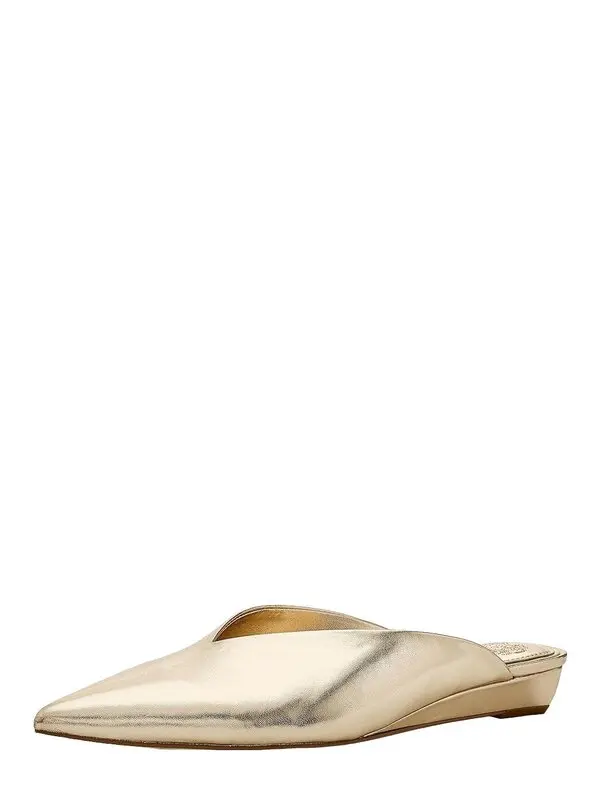 Vince Camuto Vinia Slip-on Flat Mules With Pointed Toe - Gold