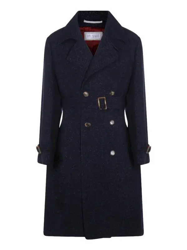Brunello Cucinelli Double-breasted Belted Coat - Navy Blue