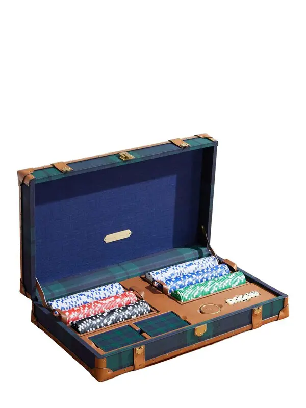 Ralph Lauren Sawyer Leather-trimmed Checked Canvas Poker Set - Light Brown
