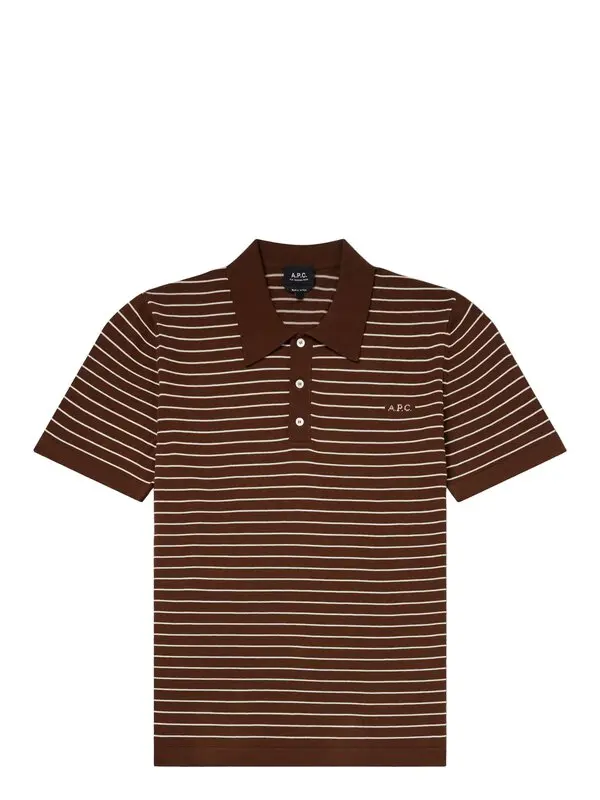 A.p.c. Tristan Logo-embroidered Striped Cotton Polo Shirt - Brown