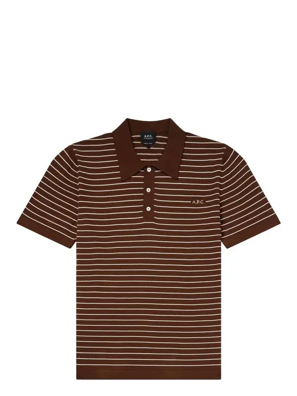 A.p.c. Tristan Logo-embroidered Striped Cotton Polo Shirt - Brown