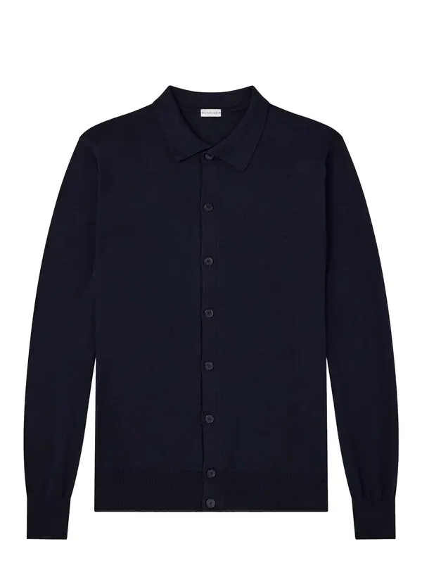 Caruso Silk And Cotton-blend Cardigan - Navy