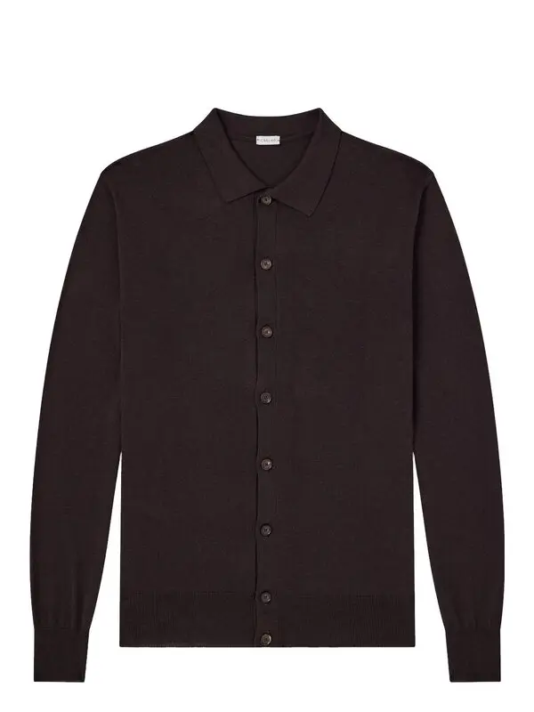 Caruso Silk And Cotton-blend Cardigan - Brown