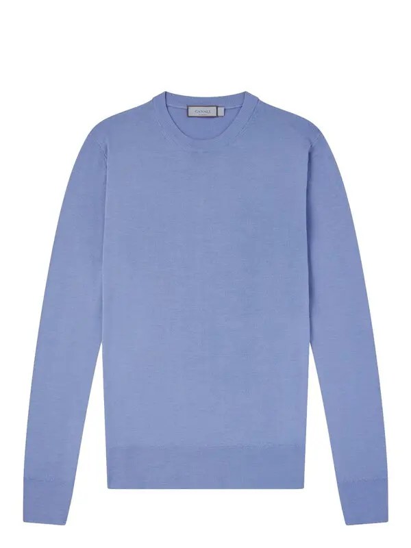 Canali Wool Crew Neck Sweater - Blue