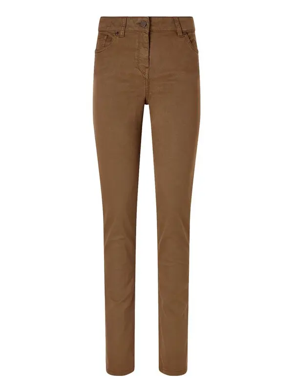 Purdey Cotton, Lyocell And Silk-blend Skinny-leg Pants - Brown