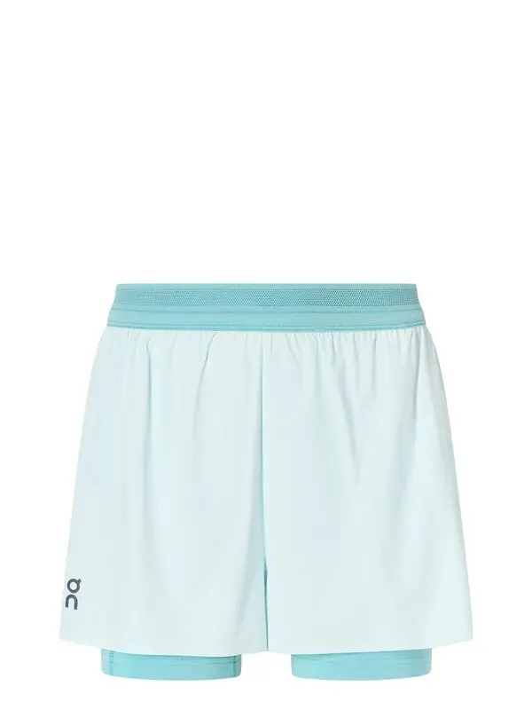 On Performance 3" Layered Mesh-trimmed Stretch-jersey Shorts - Blue