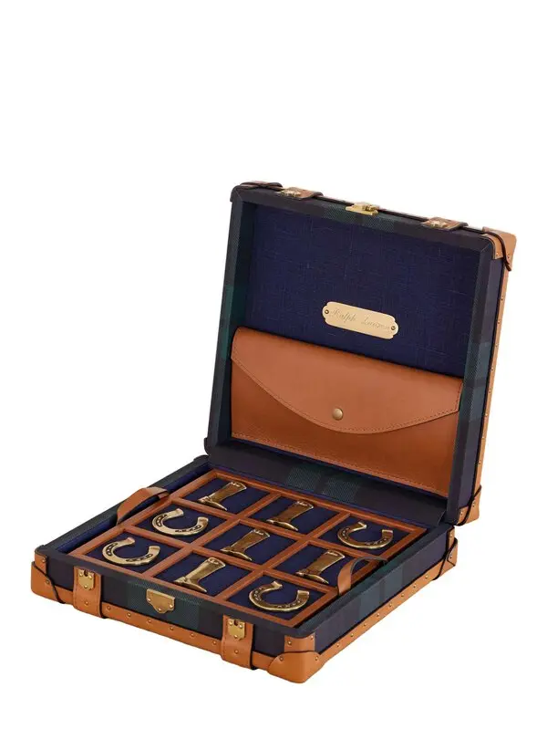 Ralph Lauren Sawyer Leather-trimmed Checked Canvas Tic-tac-toe Set - Brown