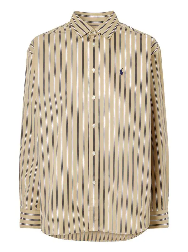 Polo Ralph Lauren Striped Cotton Shirt With Embroidered Pony Logo - Brown