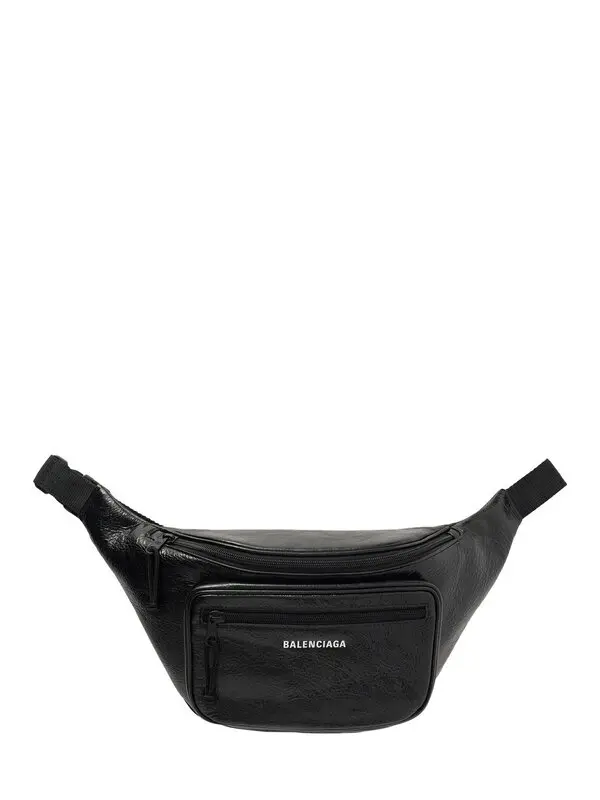 Balenciaga Crinkled Glossed-leather Belt Bag - Black