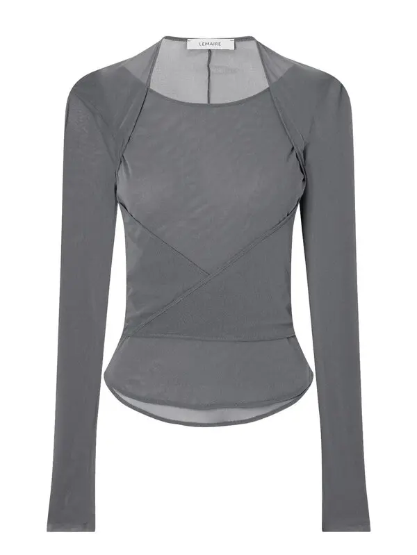 LEMAIRE Ballerina Long Sleeve Mesh Top - Gray