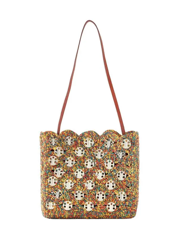 Rabanne 1969 Embellished Raffia Shoulder Bag - Multi