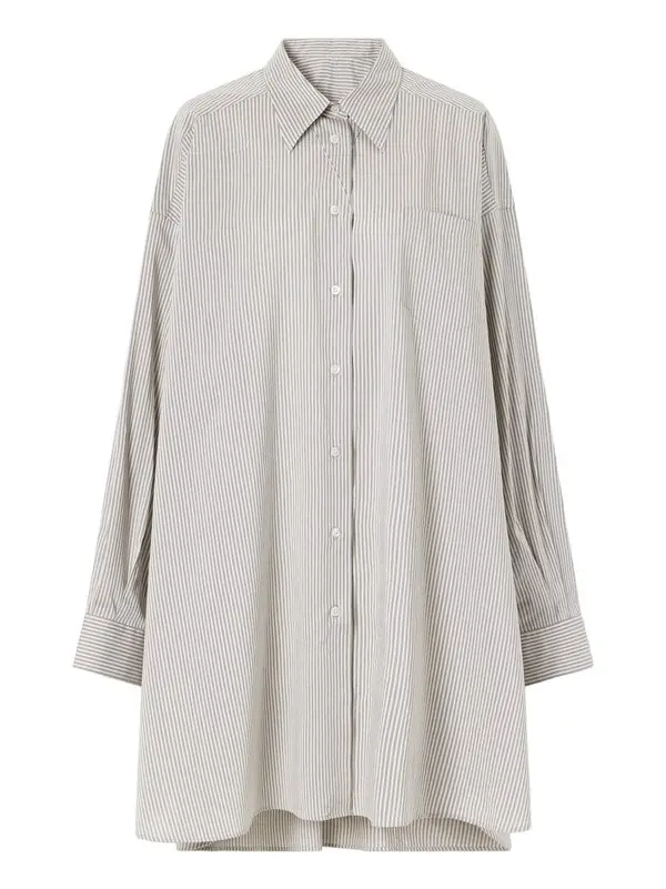 MAISON MARGIELA Oversized Striped Cotton And Silk-blend Shirt - Gray