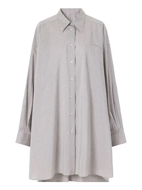 MAISON MARGIELA Oversized Striped Cotton And Silk-blend Shirt - Light Gray
