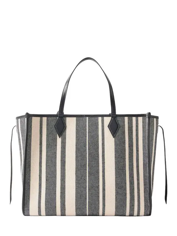 METIER Chameleon 41 Striped Canvas And Leather Tote - Black