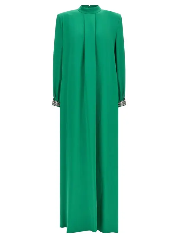 Valentino Garavani Cady Couture Dress With Embellished Cuffs - Green