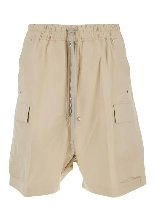 Rick Owens Cargobela Shorts In Stretch Beige Cotton - Multicolor