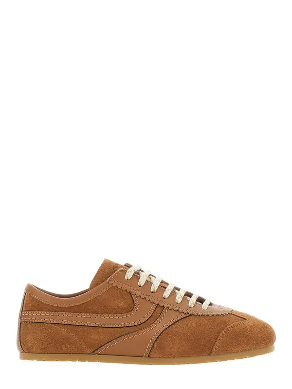 Dries Van Noten Dustin Suede And Leather Lace-up Sneakers - Brown